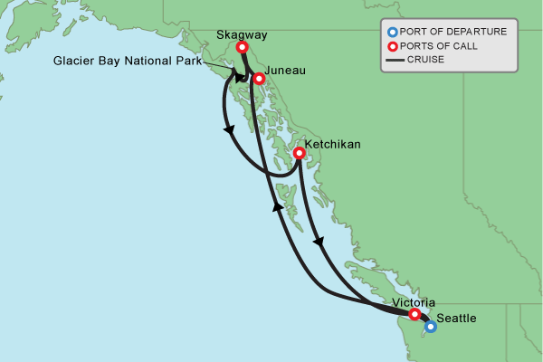 7 Night Alaska: Glacier Bay Skagway & Juneau From Seattle, Washington ...